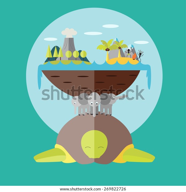 World Turtle Carrying Elephants That Carries Stock Vector (Royalty Free ...