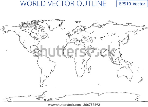 World Vector Outline Map High Detail Stock Vector (Royalty Free ...