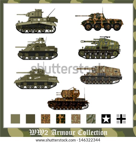 World War 2 German American Armor Stock Vector (Royalty Free) 146322344 ...