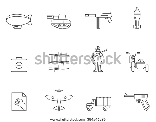 World War Icons Thin Outlines Stock Vector (Royalty Free) 384546295 ...