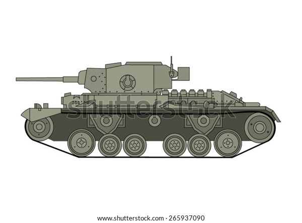World War Two tank. British tank, side view. Vector scalable illustration.