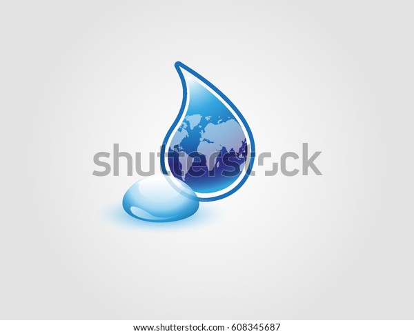 World Water Drop Stock Vector (Royalty Free) 608345687 | Shutterstock