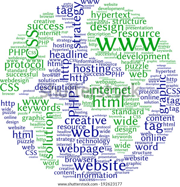 World Wide Web Word Cloud Concept: vector de stock (libre de regalías ...