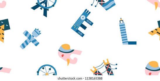 Worlds Famous Landmarks Pattern Design Vector Stock Vector (Royalty ...