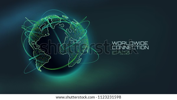 Worldwide Connection Abstract Vector Globe Telecommunication Stock ...
