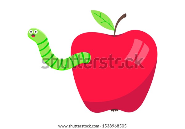 Worm Apple Cartoon Character Icon Sigh Stock Vector (Royalty Free ...
