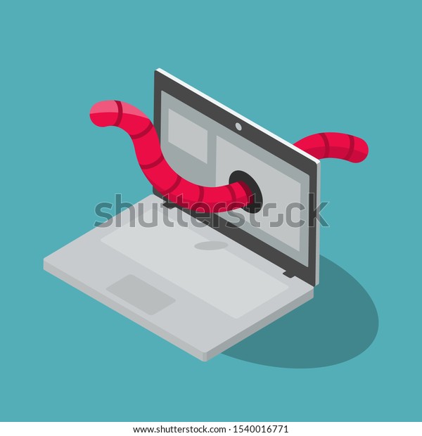 Worm Cyber Attack Symbol Laptop Red Stock Vector (Royalty Free) 1540016771