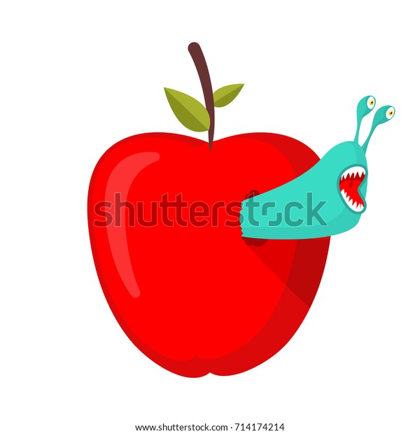 Worms Eat Red Apple Parasites Pests: vector de stock (libre de regalías ...