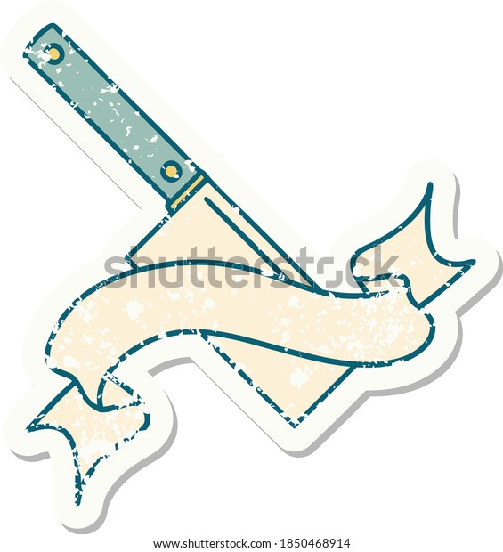 Worn Old Sticker Banner Meat Cleaver Stock Vector (Royalty Free ...