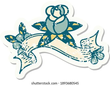 Worn Old Sticker Banner Single Rose Stock Vector (Royalty Free ...