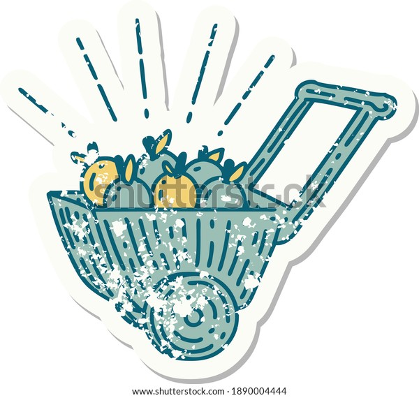 Worn Old Sticker Tattoo Style Wagon Stock Vector (Royalty Free ...