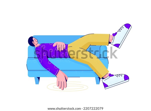 Worried Sad Man Lying On Couch Stock Vector (Royalty Free) 2207222079 ...