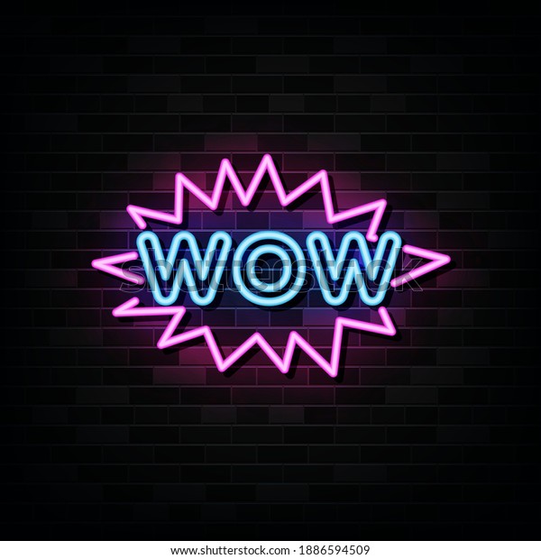Wow Neon Signs Vector Design Template Stock Vector (Royalty Free ...