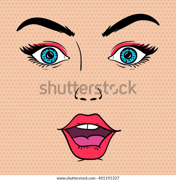 Wow Pop Art Face Sexy Surprised Stock Vector Royalty Free 401191327