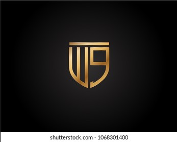 Wb Shield Shape Letter Design Gold Stock Vector (Royalty Free ...