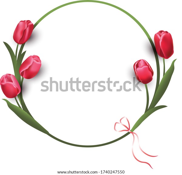 Wreath Spring Tulips Floral Round Frame Stock Vector (Royalty Free ...