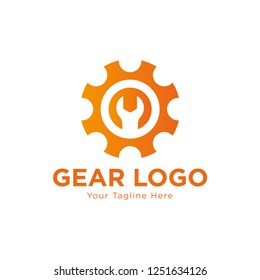Wrench Gear Logo Flat Logo Design Stock Vector (Royalty Free ...