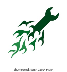 Wrench Green Fire Mechanic Logo Stock Vector (Royalty Free) 1292484964