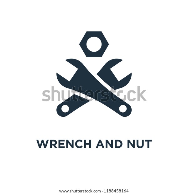 Wrench Nut Icon Black Filled Vector Stock Vector (Royalty Free ...