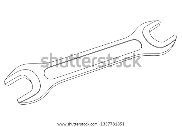 Wrench Outline Drawing Vector Illustration Isolated 库存矢量图（免版税 ...