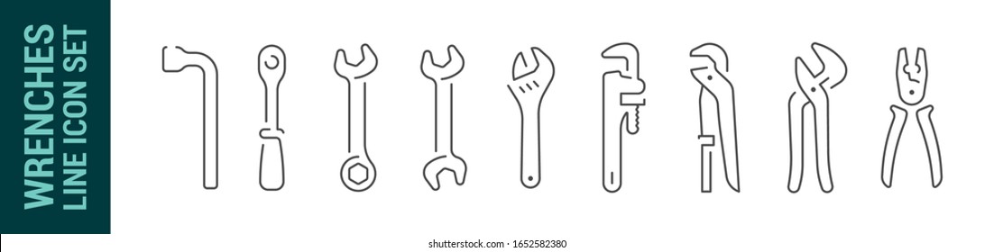 Wrenches Vector Isolated Line Icon Set Stock Vector (Royalty Free ...