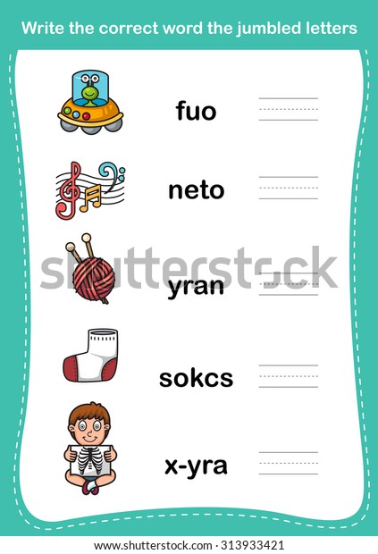 Write Correct Word Jumbled Lettersillustration Vector Stock Vector ...