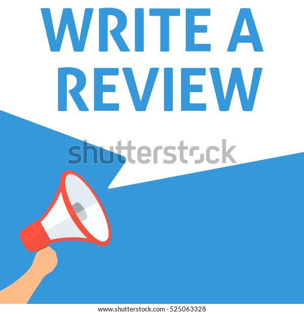 Write Review Announcement Hand Holding Megaphone Stock Vector (Royalty ...