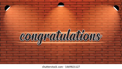 Writing Congratulations Background Bricks Bright Lights Stock Vector ...