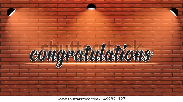 Writing Congratulations Background Bricks Bright Lights Stock Vector ...