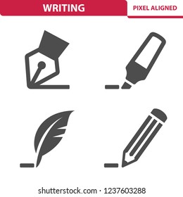 Writing Icons Professional Pixel Perfect Icons Stock Vector (Royalty ...