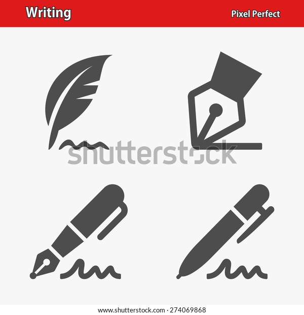 Writing Icons Professional Pixel Perfect Icons Stock Vector (Royalty ...