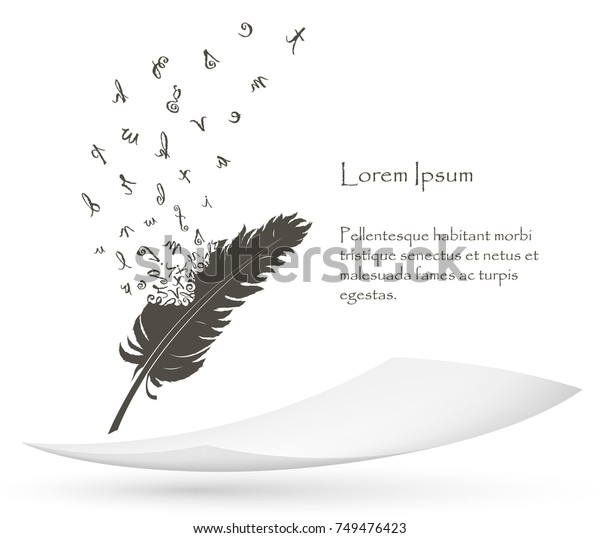 Writing Old Feather Flying Alphabet Letters 스톡 벡터(로열티 프리) 749476423 ...
