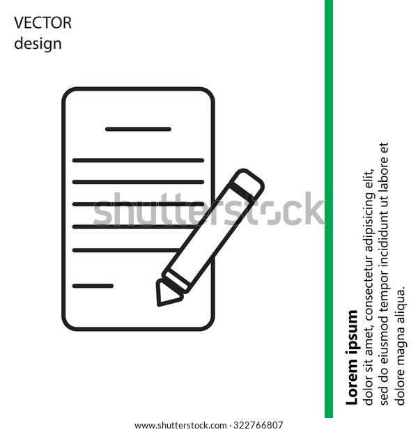 Writing Pad Pen Line Icon Stock Vector (Royalty Free) 322766807 ...