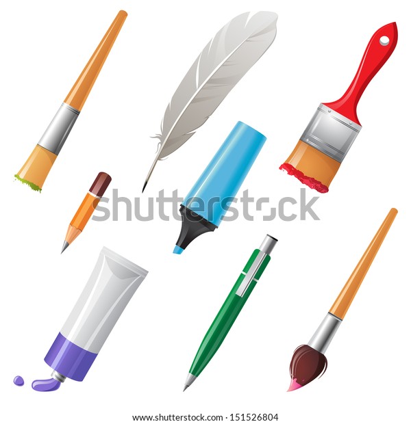 Writing Painting Tools Icons Stock Vector (Royalty Free) 151526804 ...