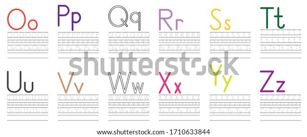 Writing Practice English Letters O Z Stock Vector (Royalty Free ...