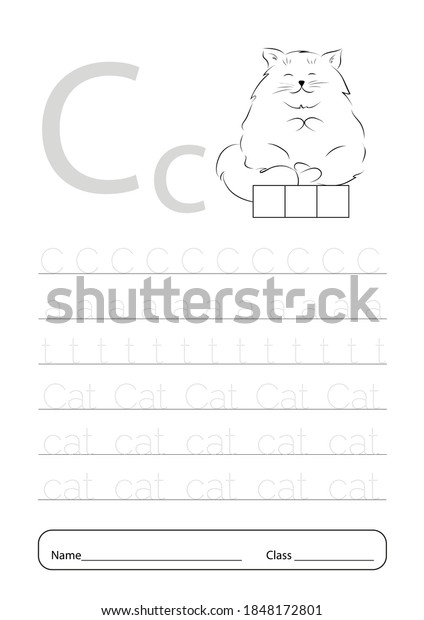 Writing Practice Letter C Printable Worksheet 库存矢量图（免版税）1848172801 ...