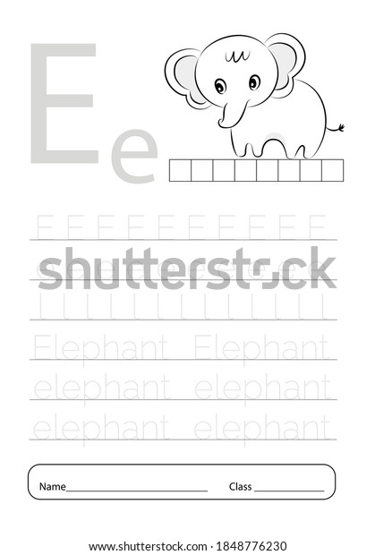 Writing Practice Letter E Printable Worksheet Stock Vector (Royalty ...