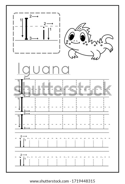 Writing Practice Letter Printable Worksheet Preschool Stock Vector ...