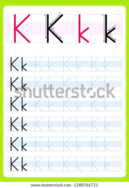 Writing Practice Letter Kk Printable Worksheet Stock Vector (Royalty ...