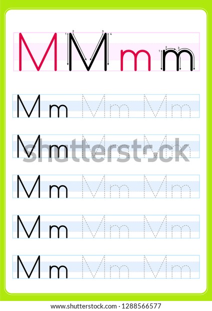 Writing Practice Letter Mm Printable Worksheet Stock Vector (Royalty ...
