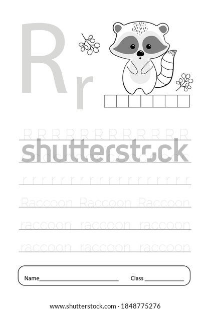 Writing Practice Letter R Printable Worksheet Stock Vector (Royalty ...