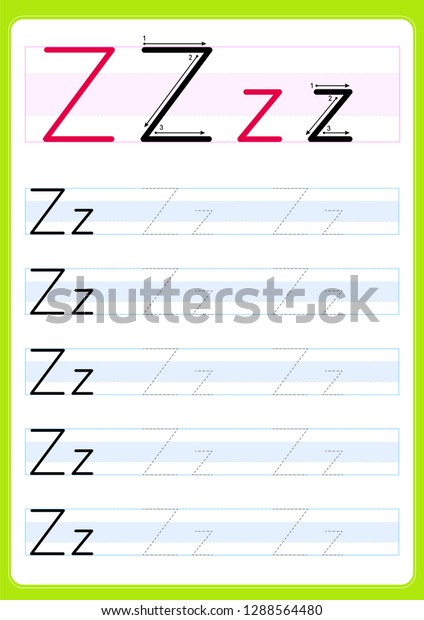 Writing Practice Letter Zz Printable Worksheet Stock Vector (Royalty ...