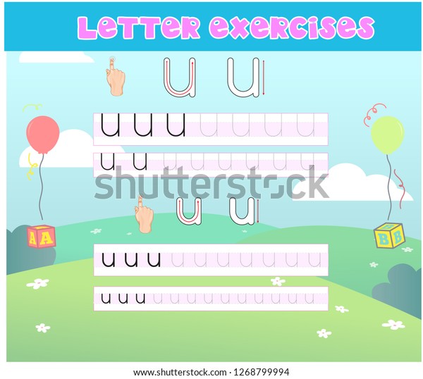 Writing Practice Letters Uu Education Children Stock Vector (Royalty ...