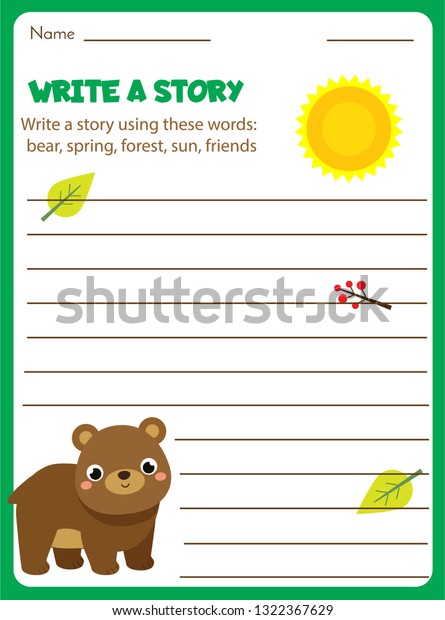 Writing Prompt Kids Blank Educational Children Stock Vector (Royalty ... Writing Prompt Kids Blank Educational Children Stock Vector (Royalty ...