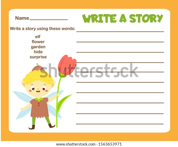 Writing Prompt Kids Blank Educational Children Stock Vector (Royalty ... Writing Prompt Kids Blank Educational Children Stock Vector (Royalty ...