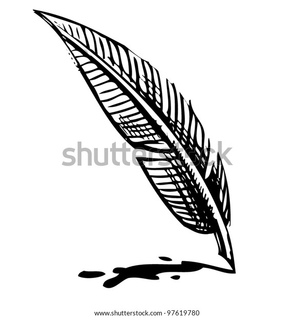 Writing Quill Ink Blot Sketch Vector Stock Vector (Royalty Free ...