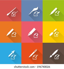 Writing Tools Icons 2 Stock Vector (Royalty Free) 196740026 | Shutterstock