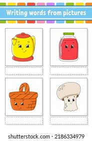Writing Words Pictures Education Developing Worksheet Stock Vector ...