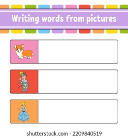 Writing Words Pictures Education Developing Worksheet Stock Vector ...