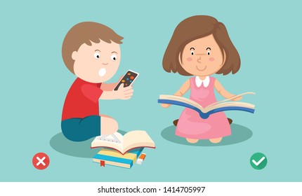 5,157 Cartoon kids with smart phone Images, Stock Photos & Vectors ...